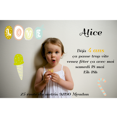 Invitation anniversaire Alice 4 ans – FPM magnet